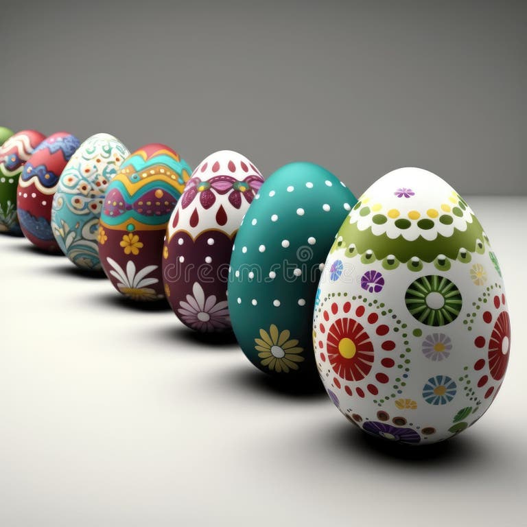Colorfully Painted Row of Easter Eggs Stock Illustration - Illustration ...
