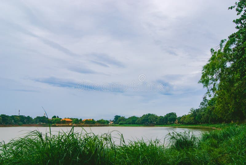 Colorfully View of the Rounded Lake Stock Image - Image of wetland ...
