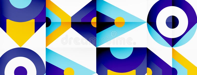 Colorfulness in Blue, Azure, and Purple Geometric Pattern on White ...