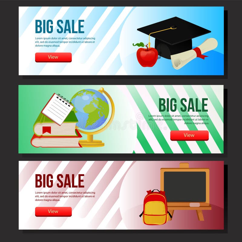 Colorida Venta Escolar Banner Web Set De Productos Escolares ...
