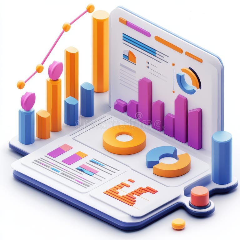 Colorido Data Visualization Dashboard Business Analytics Growth Charts Aislado En Fondo Blanco ...