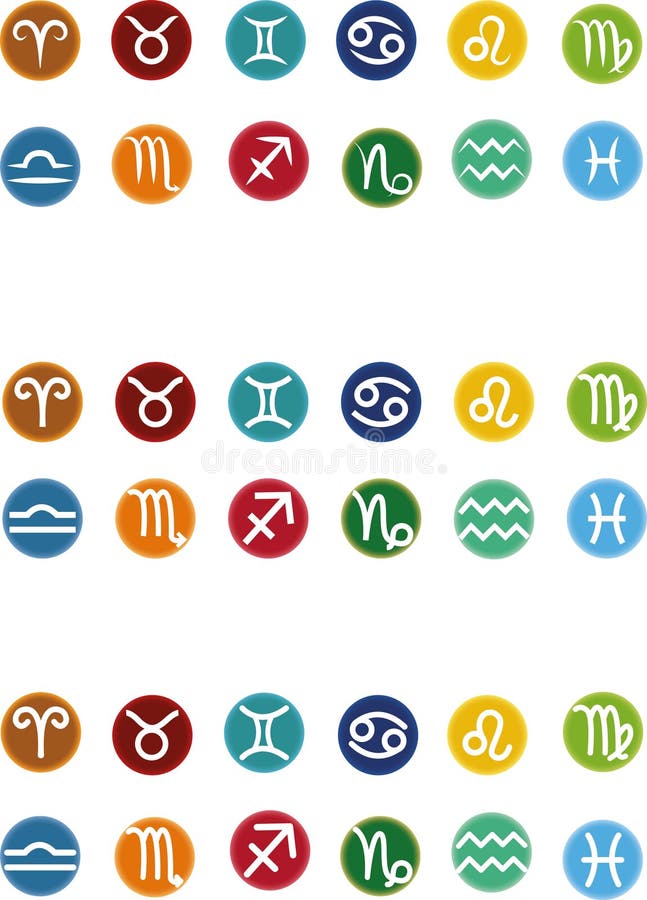 Coloridos Iconos Signos Del Zodiaco Ilustración del Vector ...