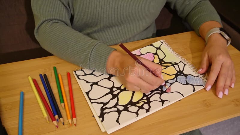 Coloring Abstract Patterns in Relaxing Creative Therapy Session of ...
