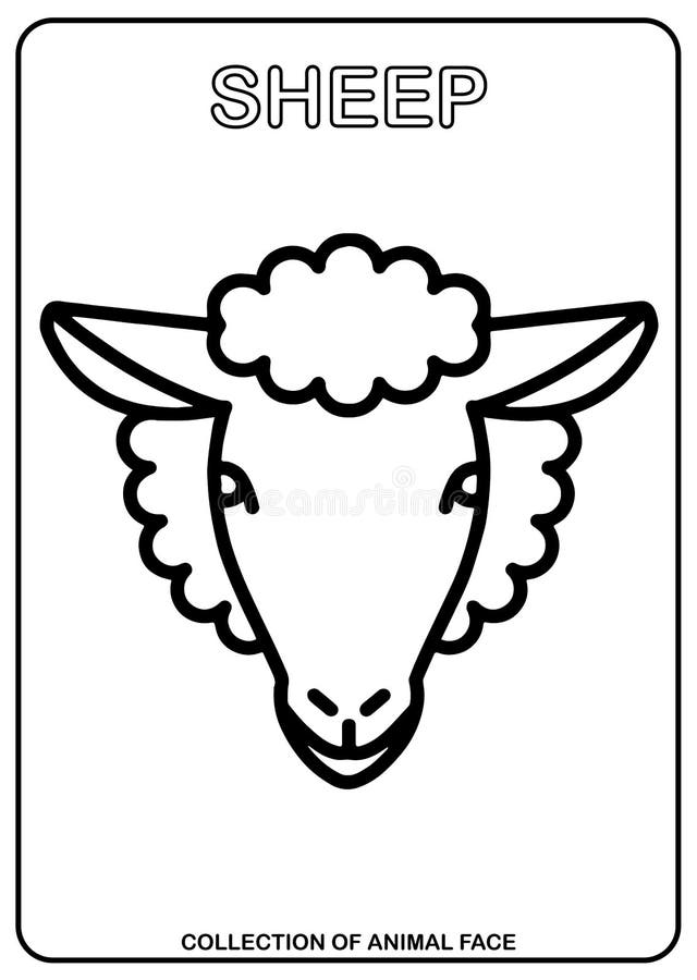 Sheep Coloring Book Animal Icon Faces Isolated Vector Illustration ...