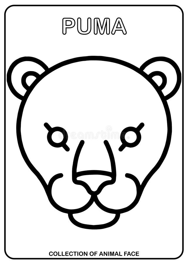 Puma Coloring Book Animal Icon Faces Isolated Vector Illustration Stock ...