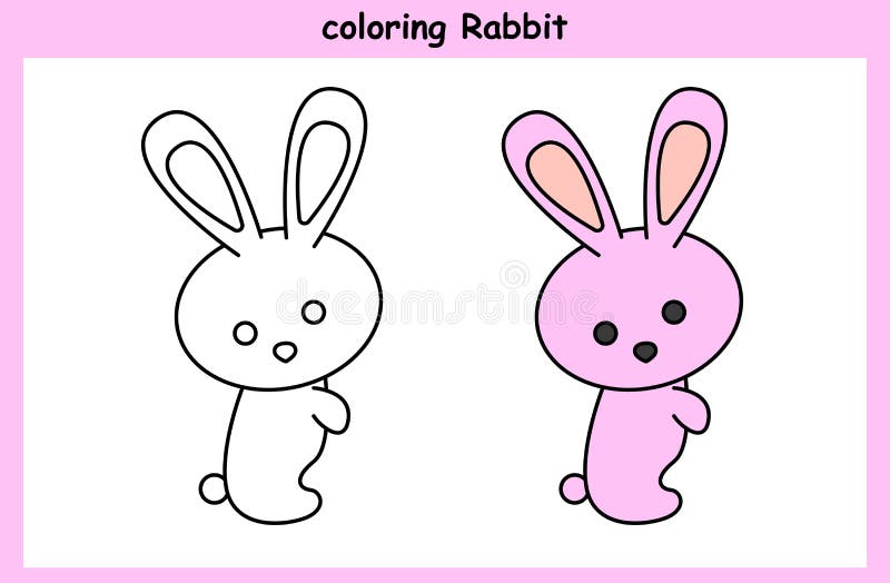 Children Trace and Coloring Rabbit Stock Vector - Illustration of book ...