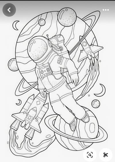 Coloring Book with an Astronaut, Planets and Outer Space. Outline ...
