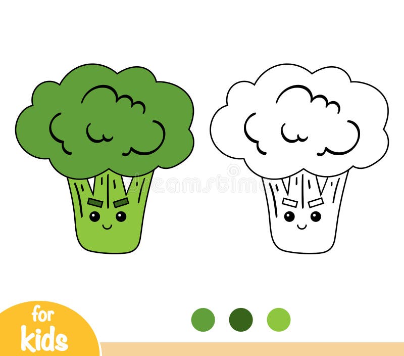 Broccoli Cute Mascot Face Emotion Happy Vegetable with Color Flat ...
