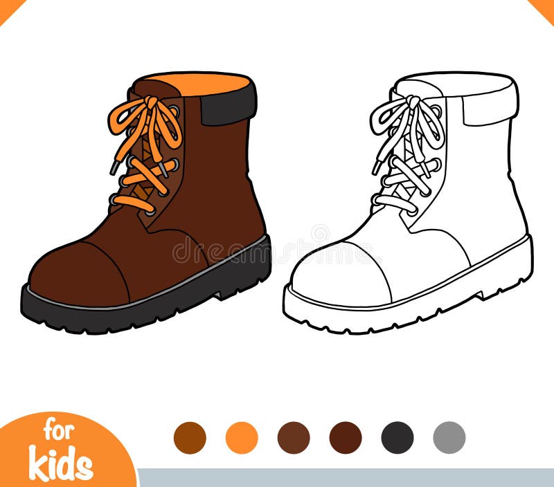 Coloring book, Brown boots stock vector. Illustration of boot - 177620601