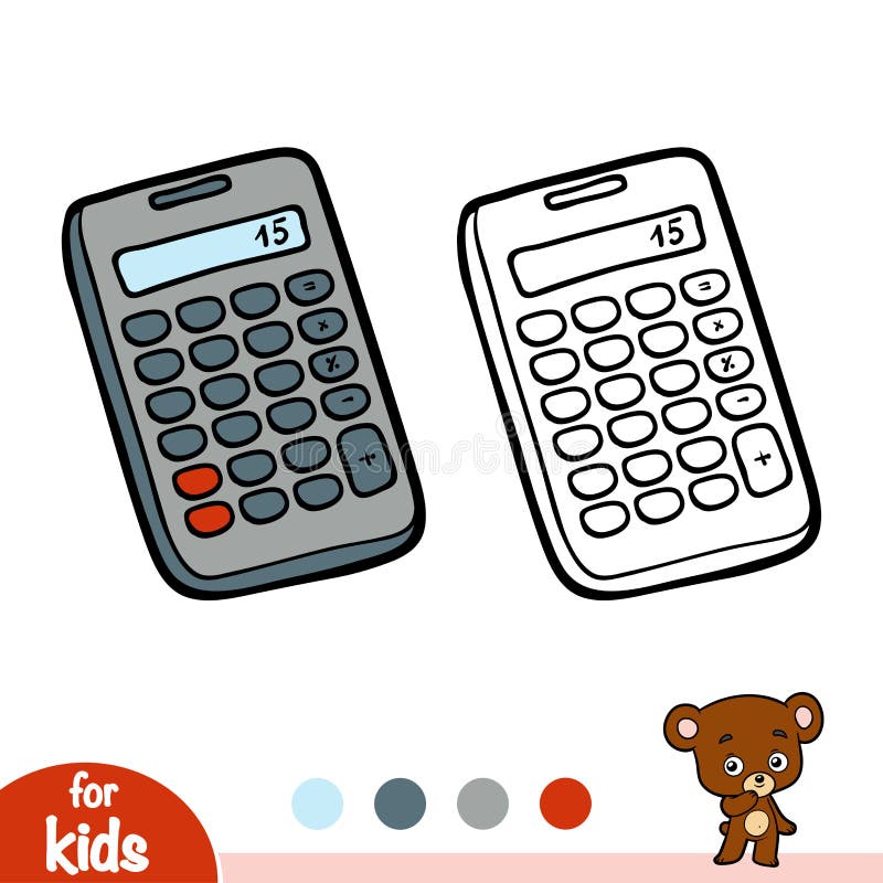 Coloring book, Calculator stock vector. Illustration of coloration ...
