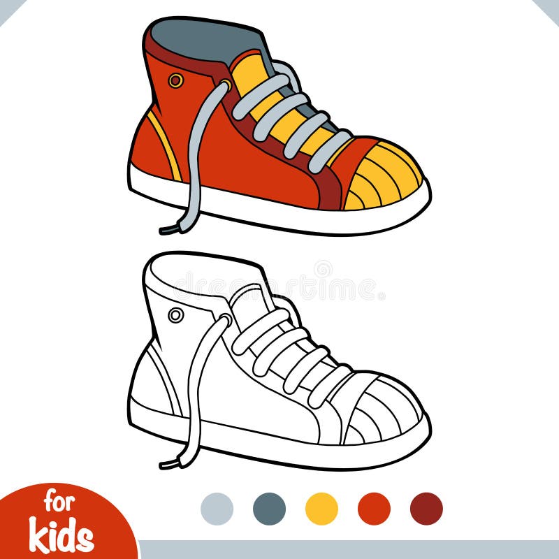 Coloring Book, Cartoon Shoe Collection. Sneaker Stock Vector ...