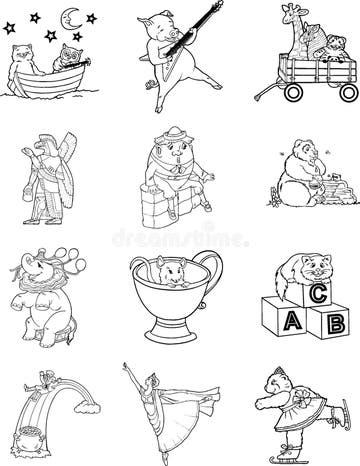 Coloring Book Characters 1 stock vector. Illustration of characters ...