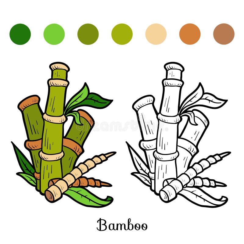 Coloring Bamboo Tree Tropical China Japan. Vector Illustration Stock ...