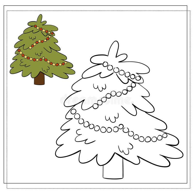 Coloring Book for Children. Cartoon Christmas Tree Stock Vector ...