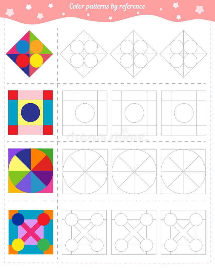 Coloring Book for Children. Color Patterns by Sample Stock Illustration ...