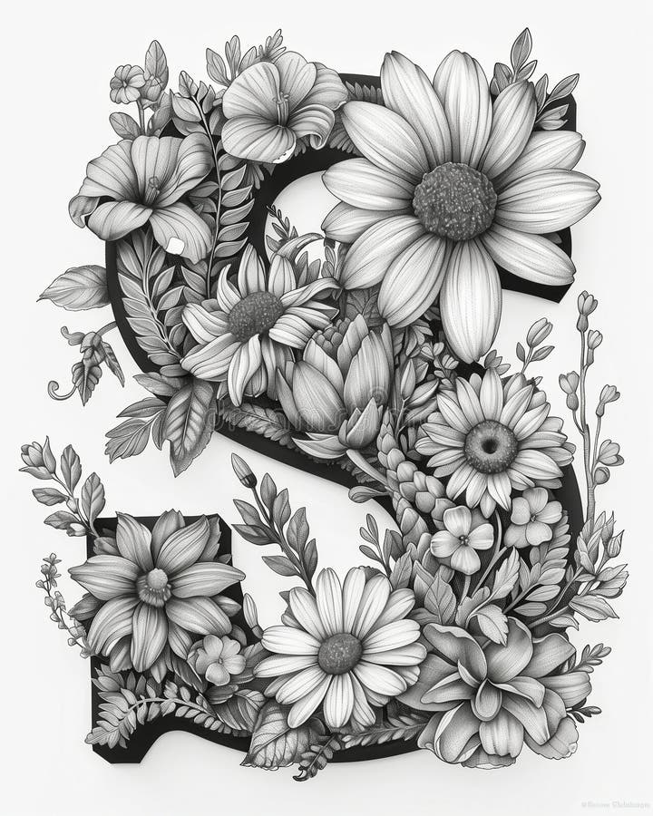 Coloring Book for Children Letter S with Flowers. Stock Image - Image ...