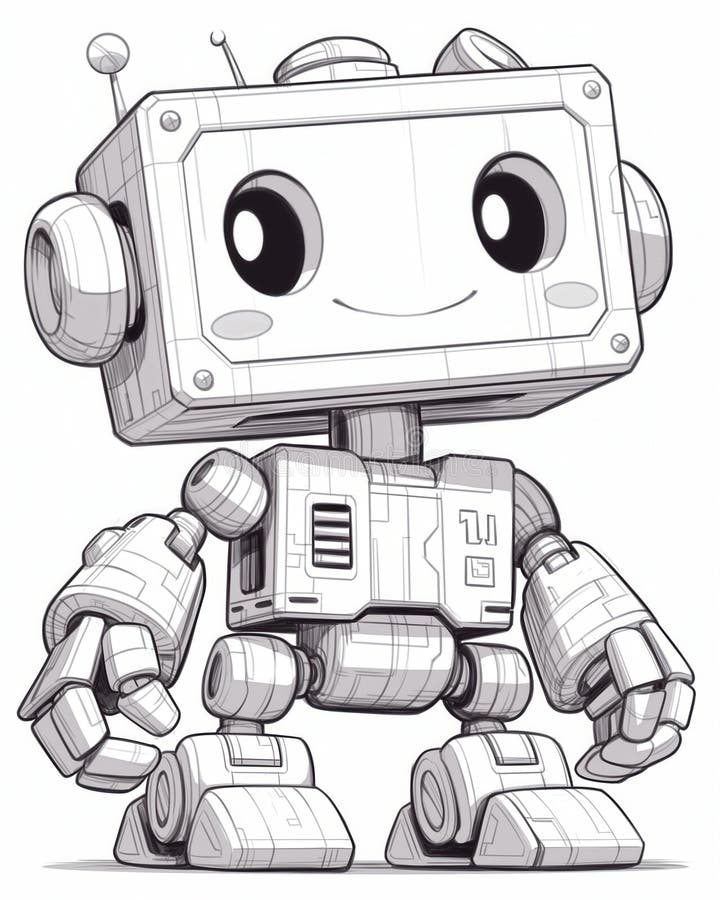 Coloring Book for Children, Little Robot. Stock Photo - Image of design ...