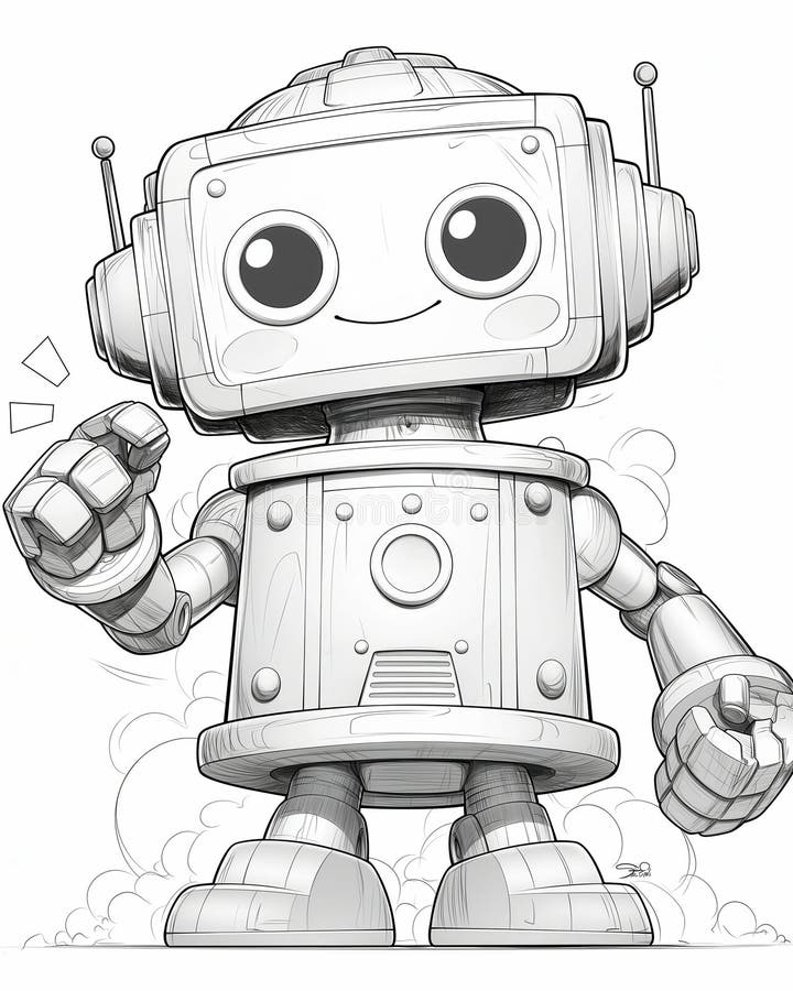 Coloring Book for Children, Little Robot. Stock Photo - Image of ...