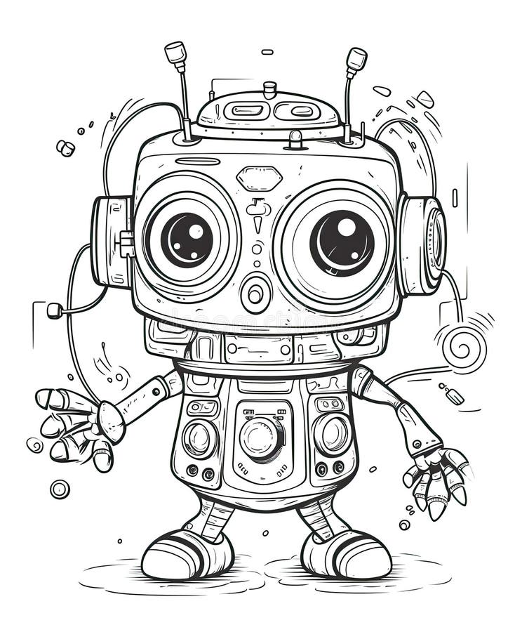 Coloring Book for Children, Little Robot. Stock Illustration ...