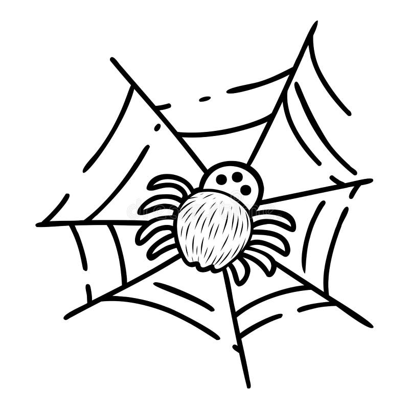 Coloring Book for Kids, Spider and Web Stock Vector - Illustration of ...