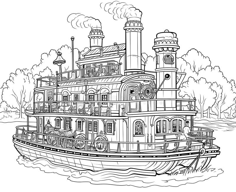 Steam Ship Sea Line Drawing Stock Illustrations – 83 Steam Ship Sea ...
