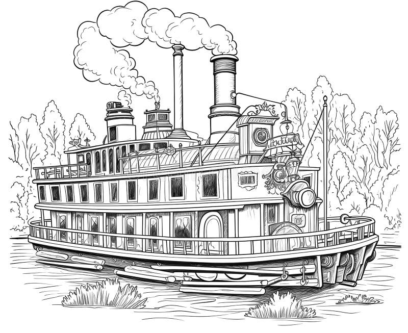 Steam Ship Sea Line Drawing Stock Illustrations – 83 Steam Ship Sea ...