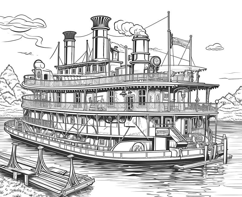 Steam Ship Sea Line Drawing Stock Illustrations – 83 Steam Ship Sea ...