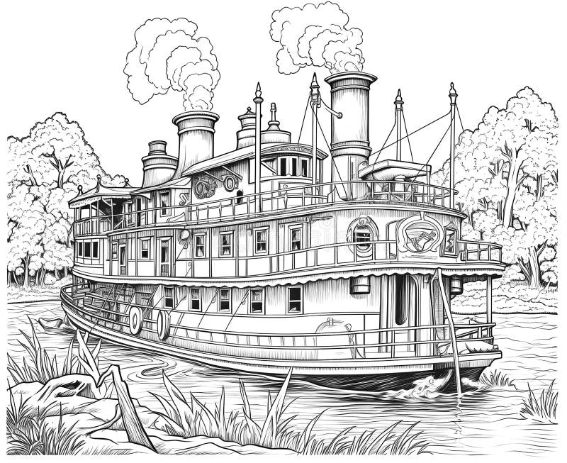 Steam Ship Sea Line Drawing Stock Illustrations – 83 Steam Ship Sea ...