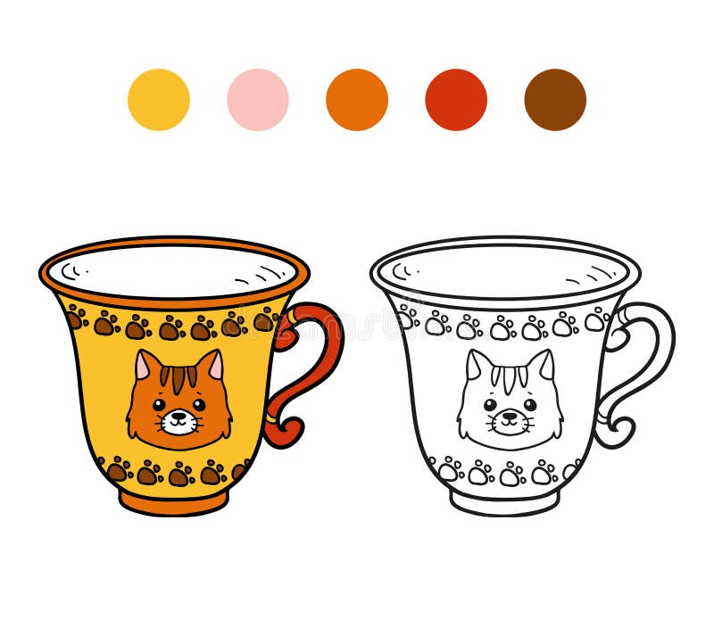 Coloring Book, Coloring Page for Children, Cup Stock Vector ...