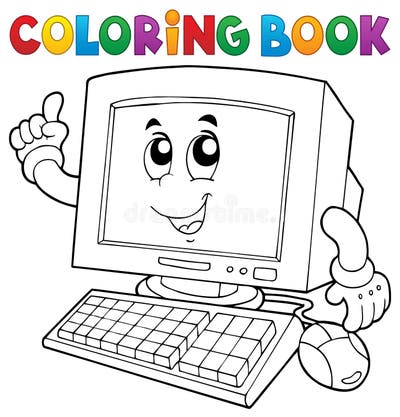Coloring Book Computer Thematics 1 Stock Vector - Illustration of ...