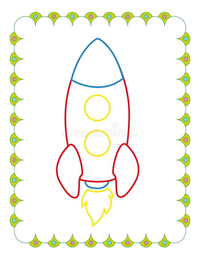 Coloring Book of Cute Fast Toy Rocket Stock Vector - Illustration of ...