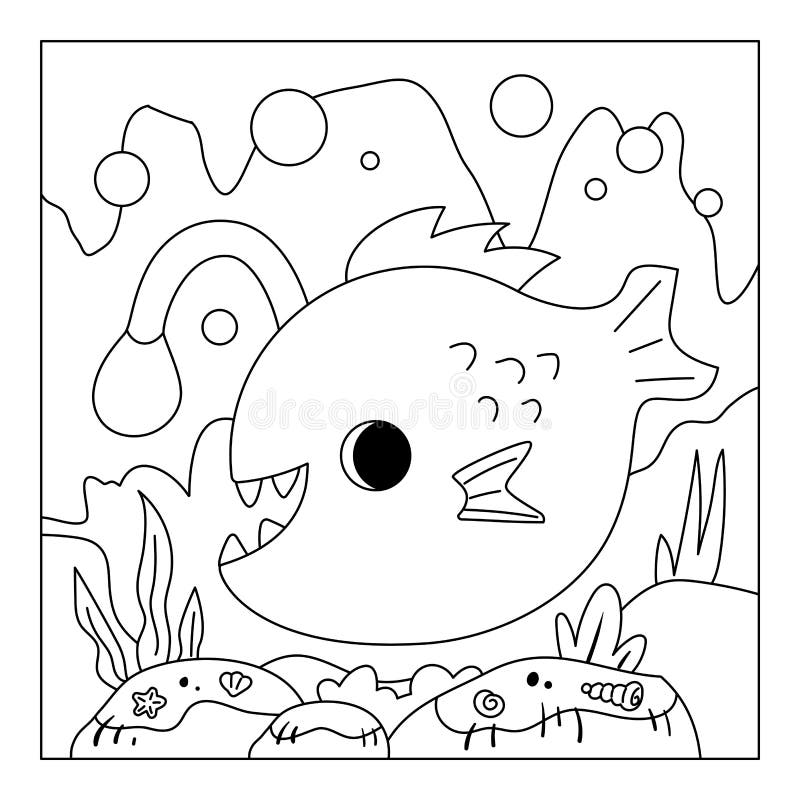 Anglerfish Coloring Page Stock Illustrations – 27 Anglerfish Coloring ...