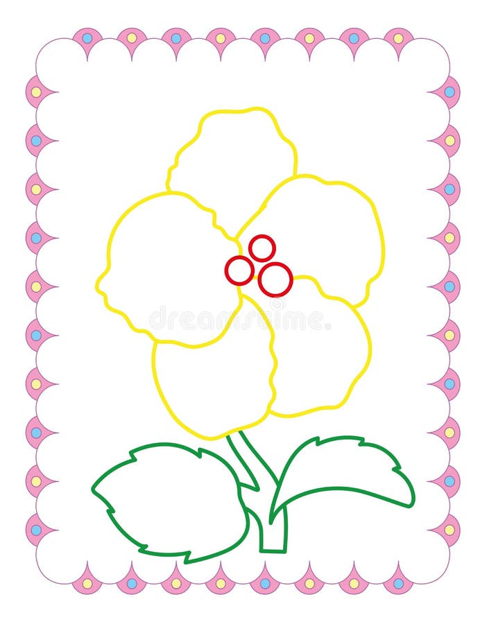 Coloring Book of Cute Yellow Beautiful Flower Stock Vector ...