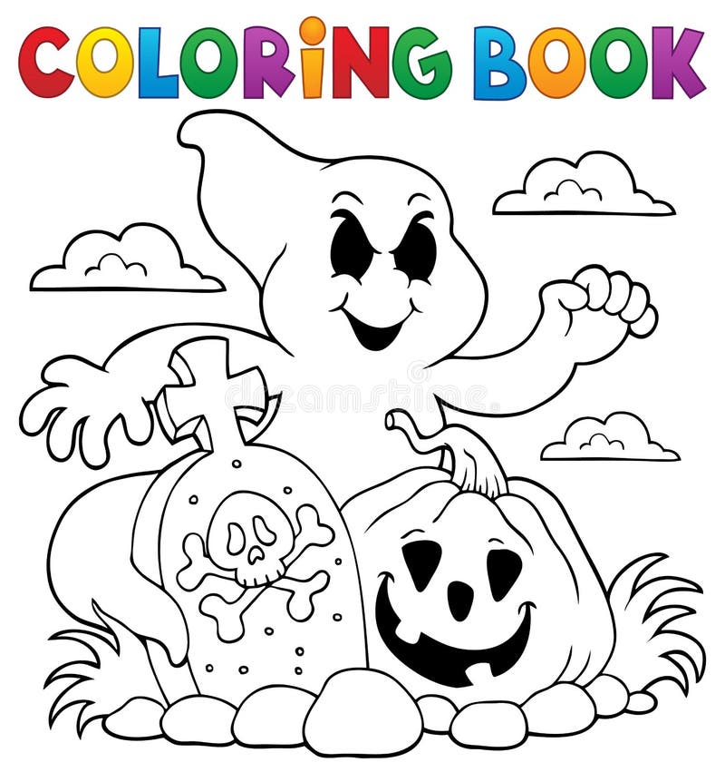 Coloring Book Ghost Subject Stock Vector - Illustration of haunting ...