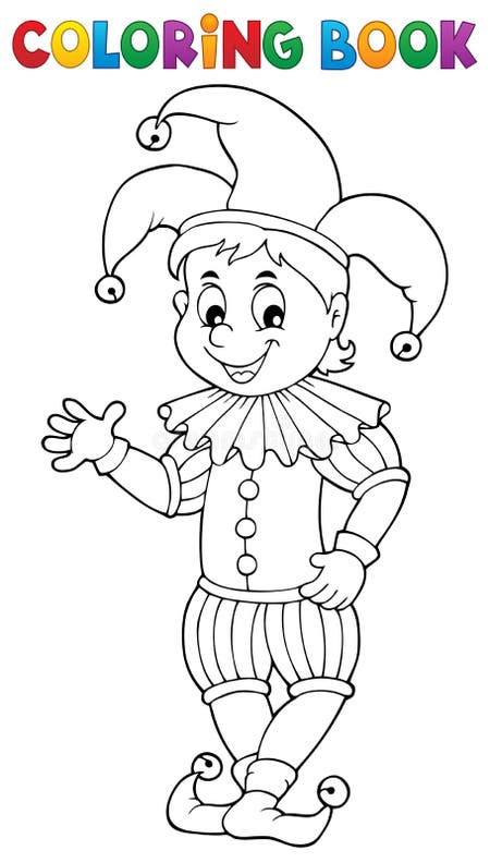 Coloring Book Happy Jester Theme 1 Stock Vector - Illustration of ...