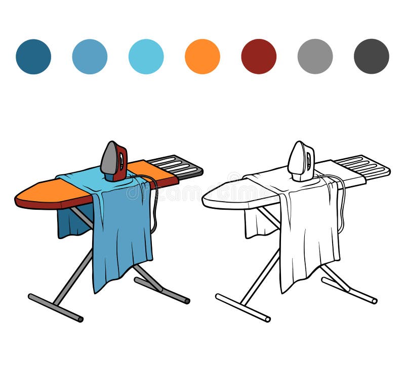 Coloring Book, Ironing Board Stock Vector - Illustration of isolated ...