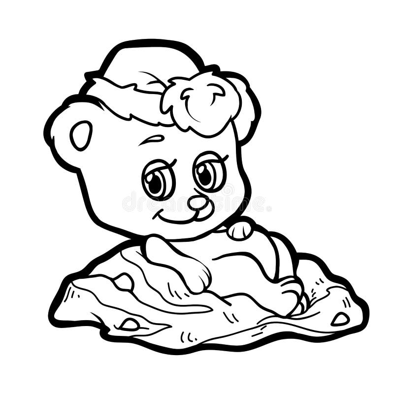 Coloring Book for Kids, Bear in a Snowdrift Stock Vector - Illustration ...