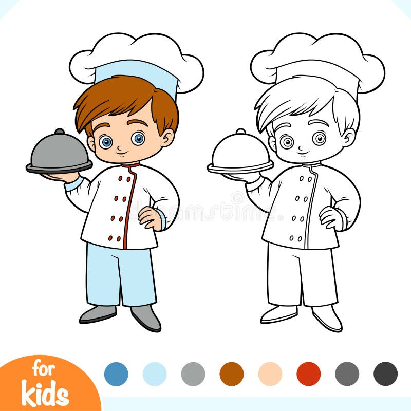 Coloring Book for Kids, Chef Stock Vector - Illustration of food ...