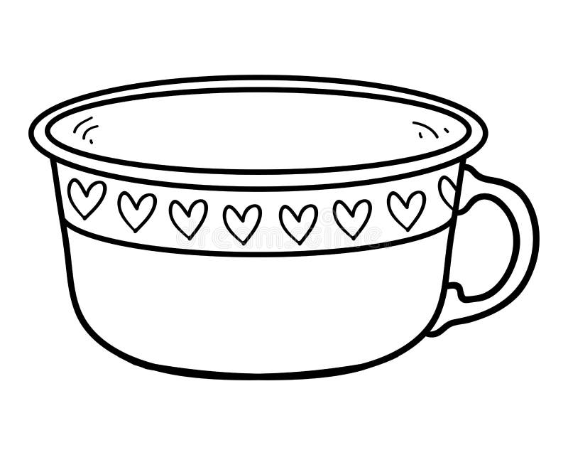 Coloring Book for Kids, Cup with Heart Pattern Stock Vector ...
