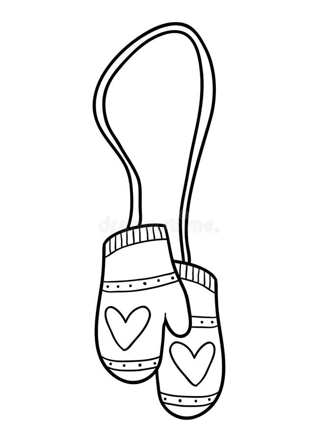 Coloring Book for Kids, Mitten with a Heart Stock Vector - Illustration ...