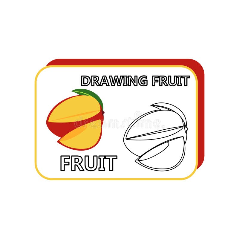 Coloring Book for Kids with Slice Mango Red Icon Stock Vector ...