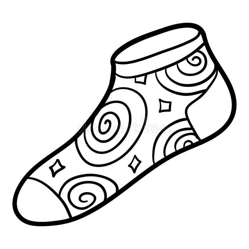 Coloring Book for Kids, Sock with a Geometric Pattern Stock Vector ...