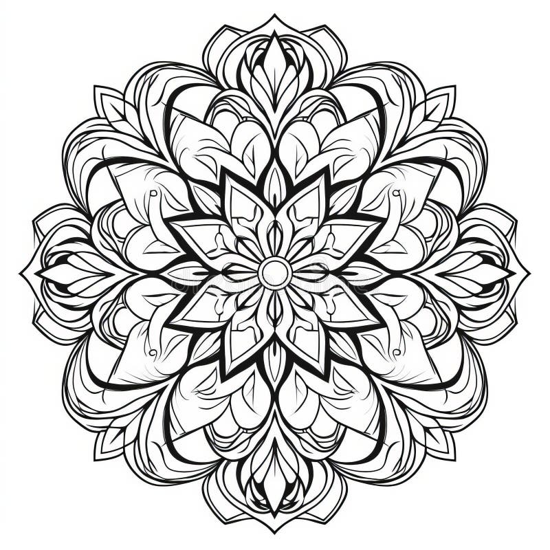 Clean Coloring Book Line Art of Mandalas, Geometric Patterns, Solar ...