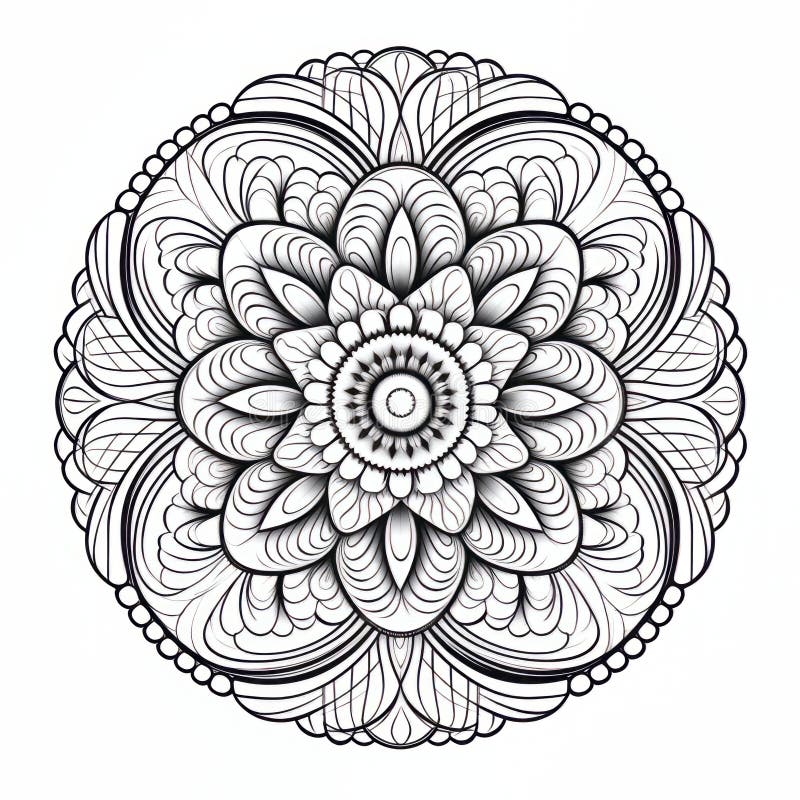 Clean Coloring Book Line Art of Mandalas, Geometric Patterns, Solar ...