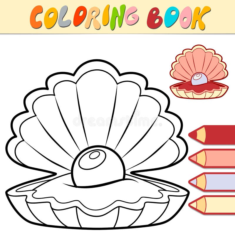 Coloring Book or Page for Kids. Shell Black and White Vector Stock ...