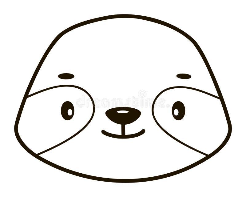 Coloring Book or Page for Kids. Sloth Black and White Outline ...