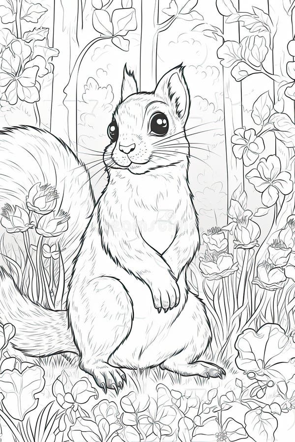 Realistic Squirrel Coloring Pages