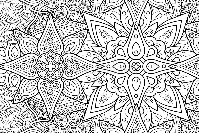 Coloring Book Page with Rectangle Floral Pattern Stock Vector ...