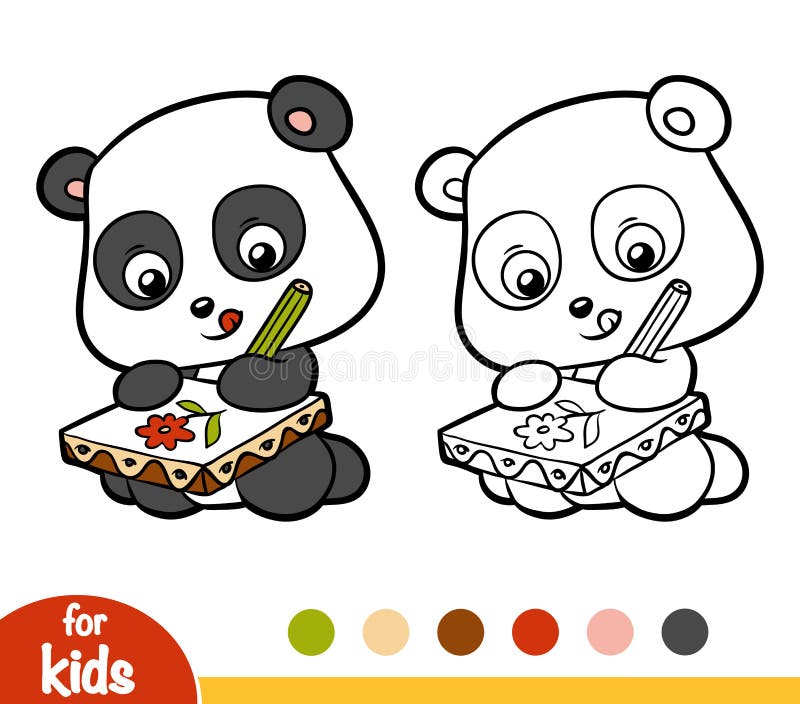 Coloring Book, Panda Artist Stock Vector - Illustration of page ...