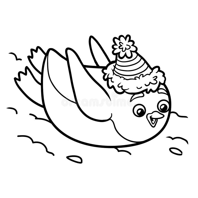 Coloring Book, Penguin Slides from the Mountain Stock Vector ...